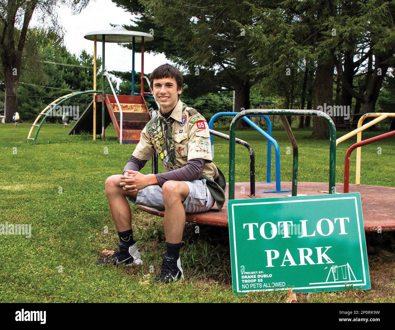 In this Sept. 29, 2016 photo, Boy Scout Drake Dublo, poses at the site ...