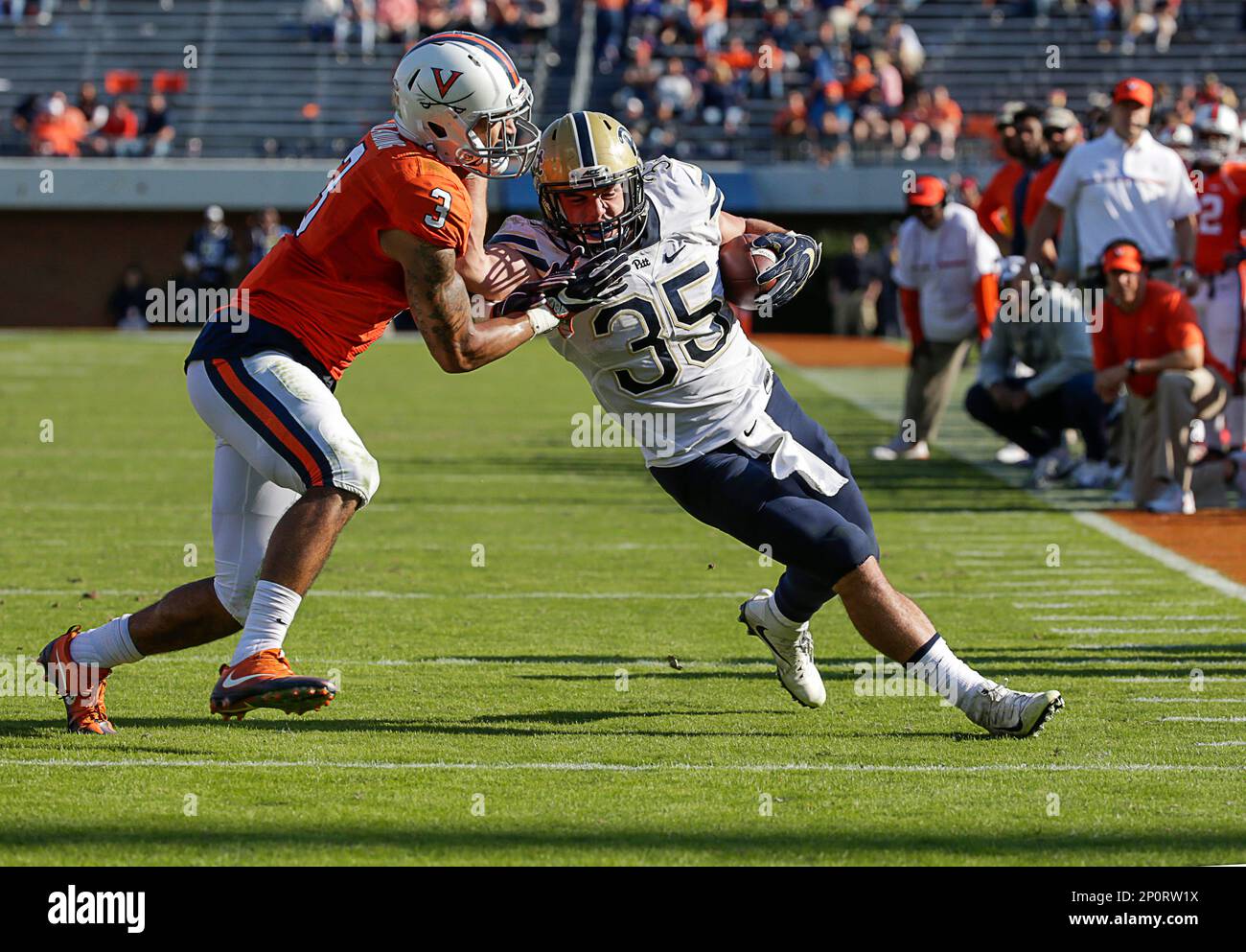 October 15, 2016: Pittsburgh Panthers FB #35 George Aston is pushed out ...