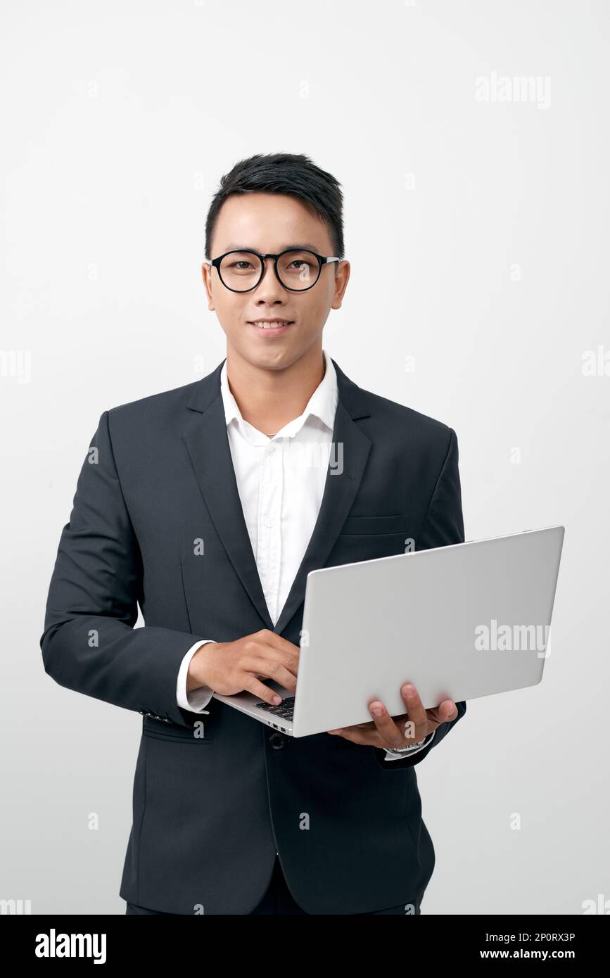 Man in suit holding open hi-res stock photography and images - Alamy