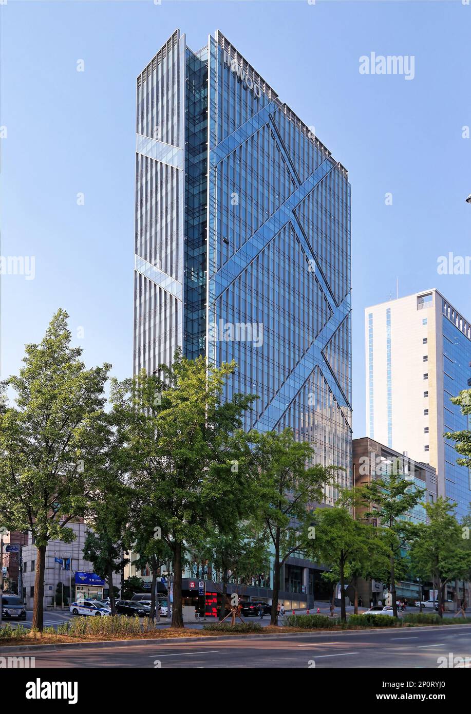 Seoul, South Korea - May 2019: Inwoo building facade design and glass ...