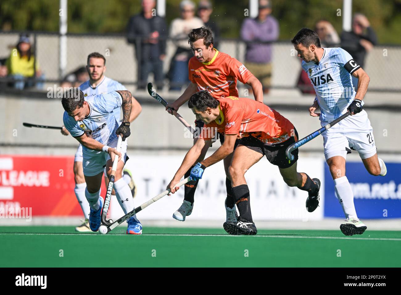 Hobart, Australia. 03rd Mar, 2023. Agustin Machelett (L) of Argentina ...