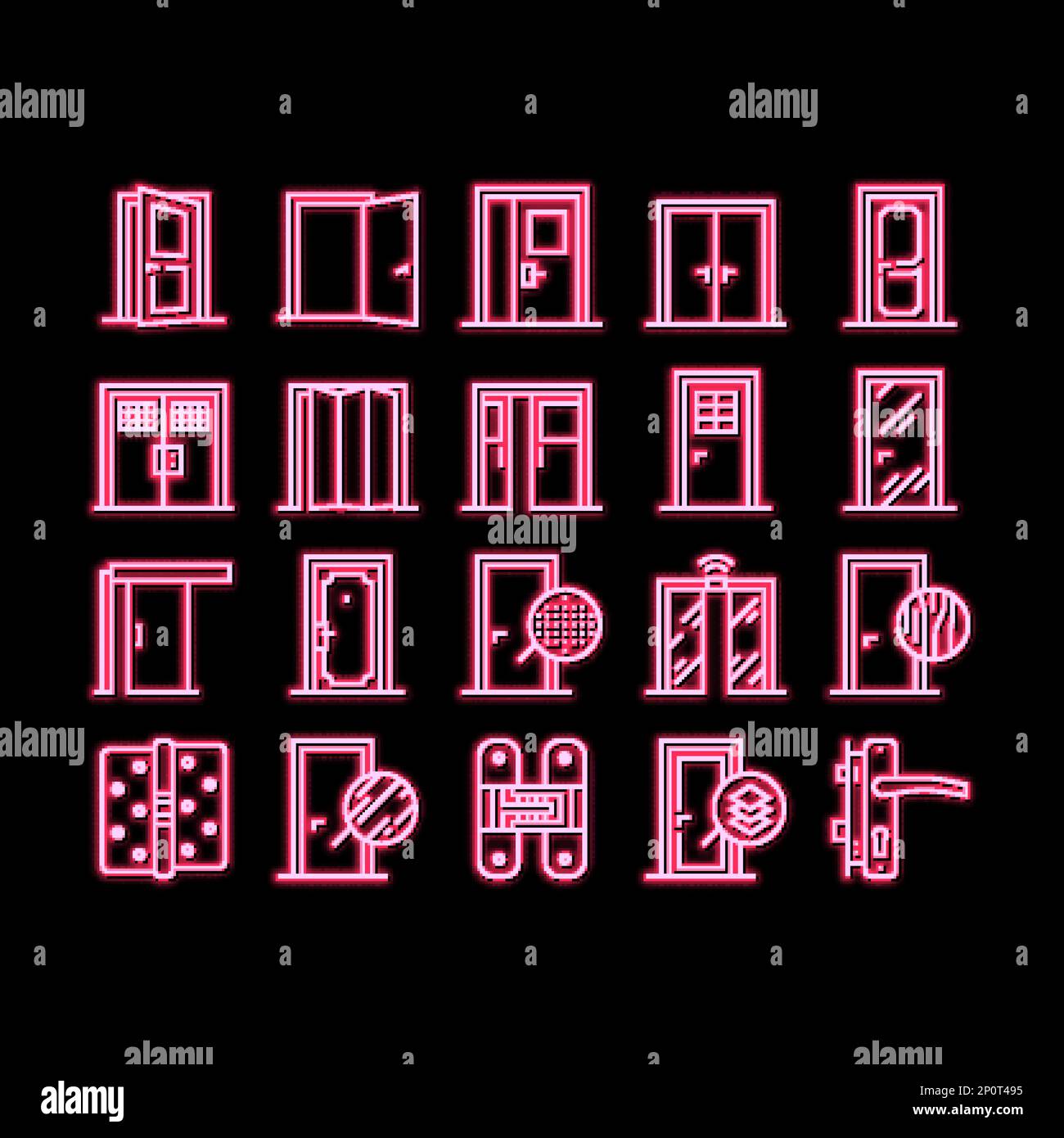 Interior Doors Types neon glow icon illustration Stock Vector Image ...
