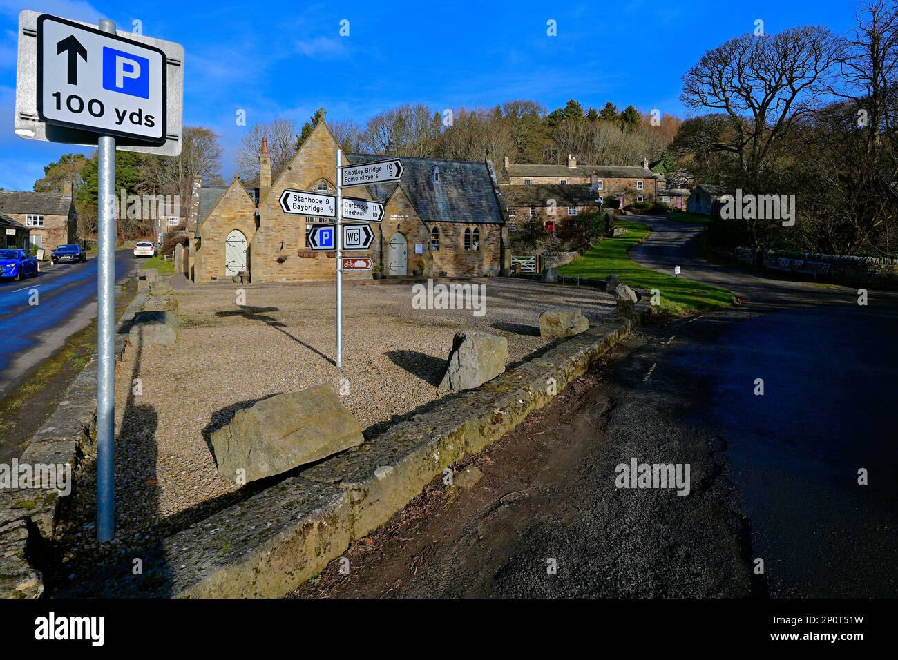 Blanchland village centre and the White Monk tearooms with the gift ...