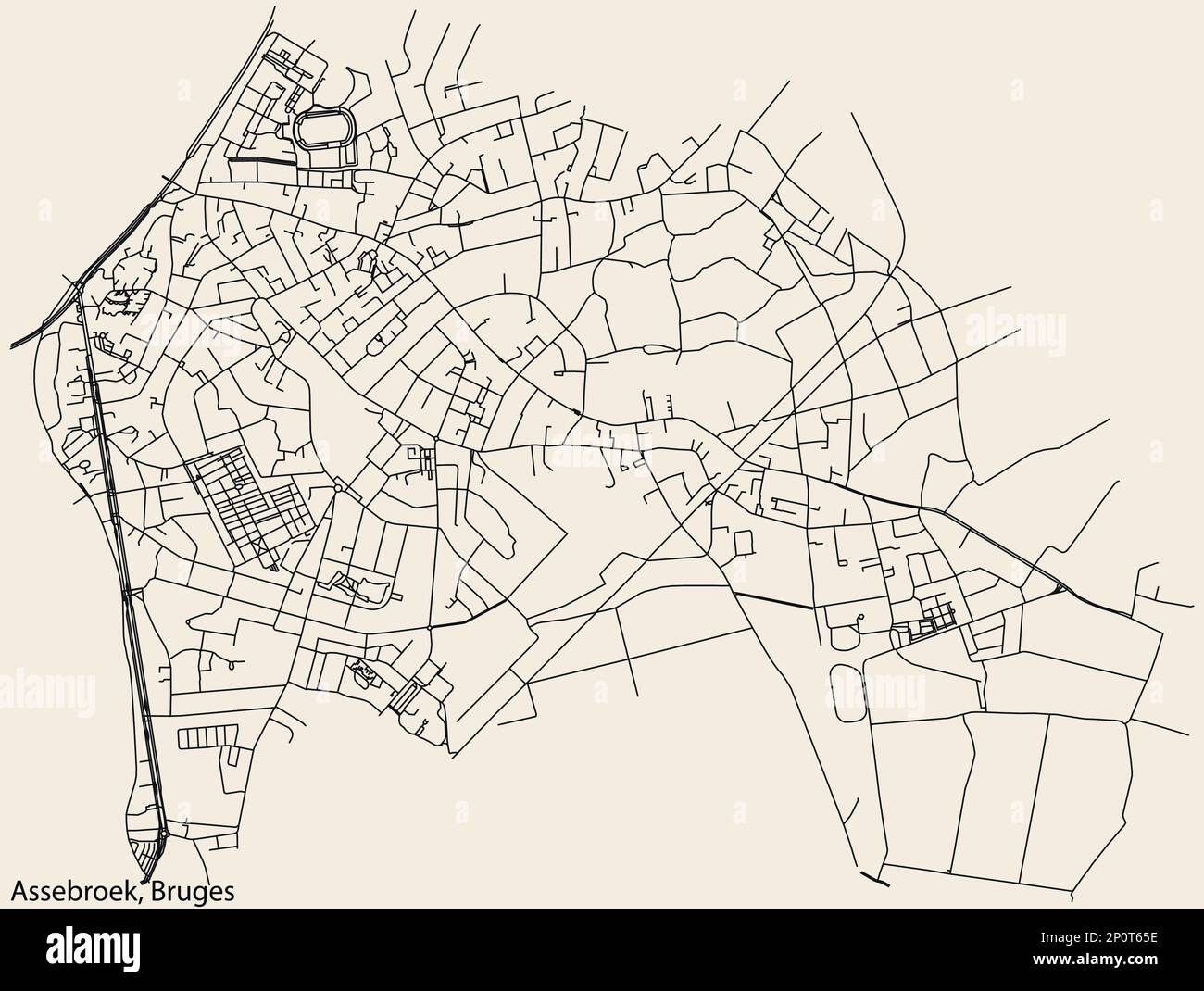 Street roads map of the ASSEBROEK SUBURB, BRUGES Stock Vector Image ...