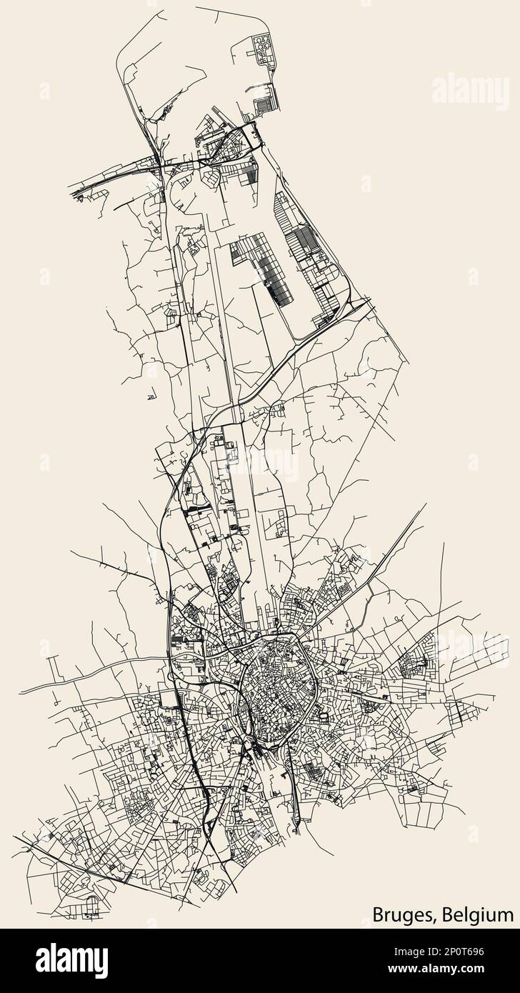 Street roads map of BRUGES, BELGIUM Stock Vector Image & Art - Alamy