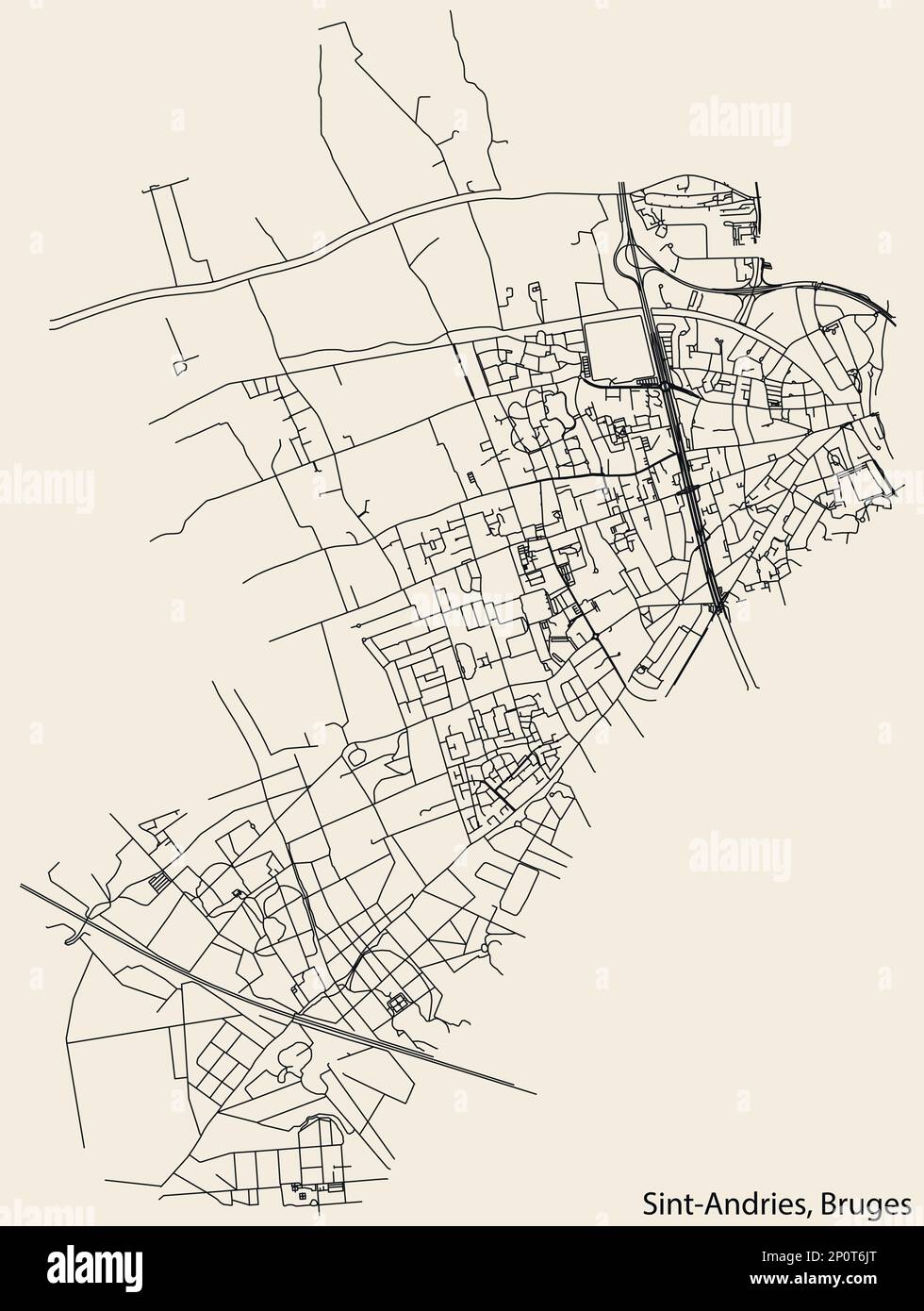 Street roads map of the SINT-ANDRIES SUBURB, BRUGES Stock Vector Image ...