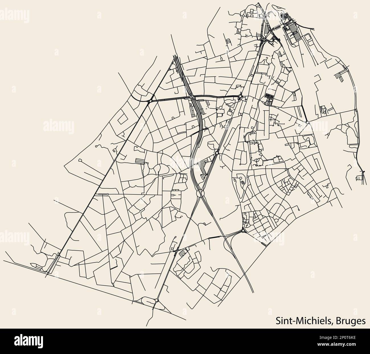 Street roads map of the SINT-MICHIELS SUBURB, BRUGES Stock Vector Image ...