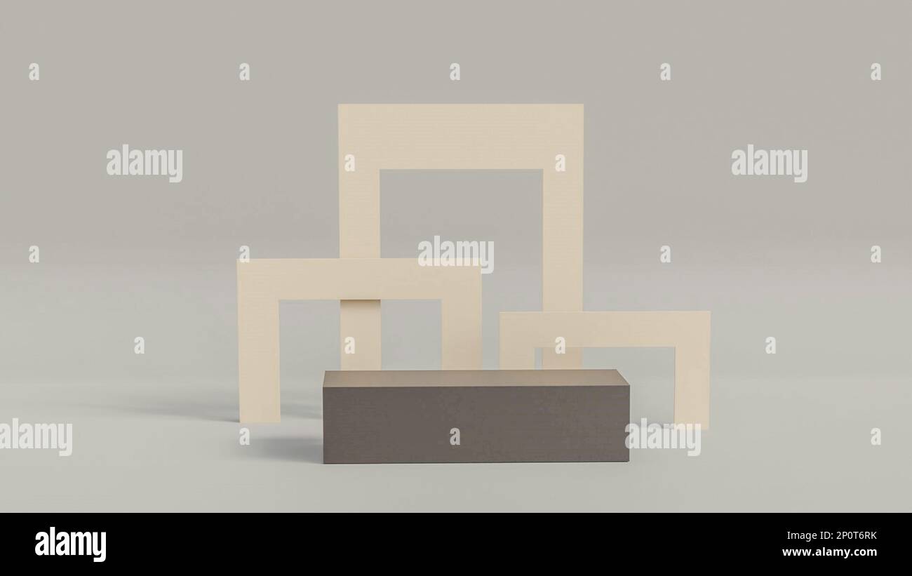 3d light brown product display square displays cosmetics on light ...
