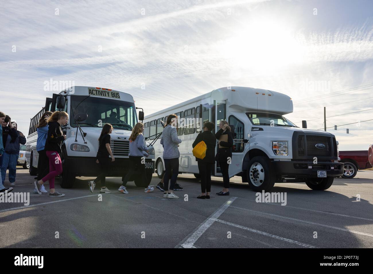 Students and teachers from Grover C. Fields Middle School arrive at ...