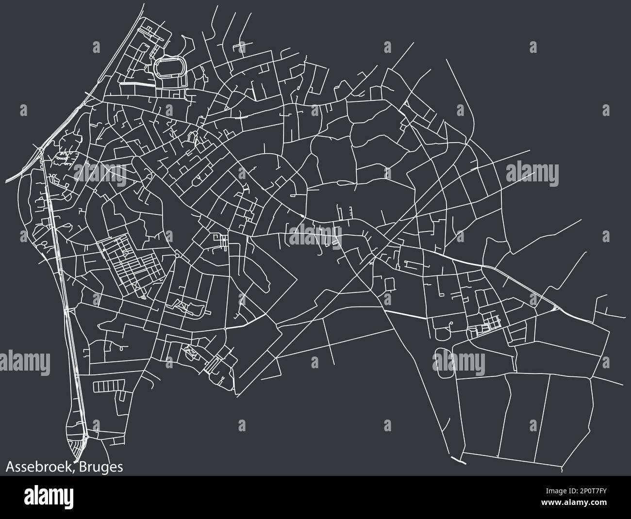 Street roads map of the ASSEBROEK SUBURB, BRUGES Stock Vector Image ...