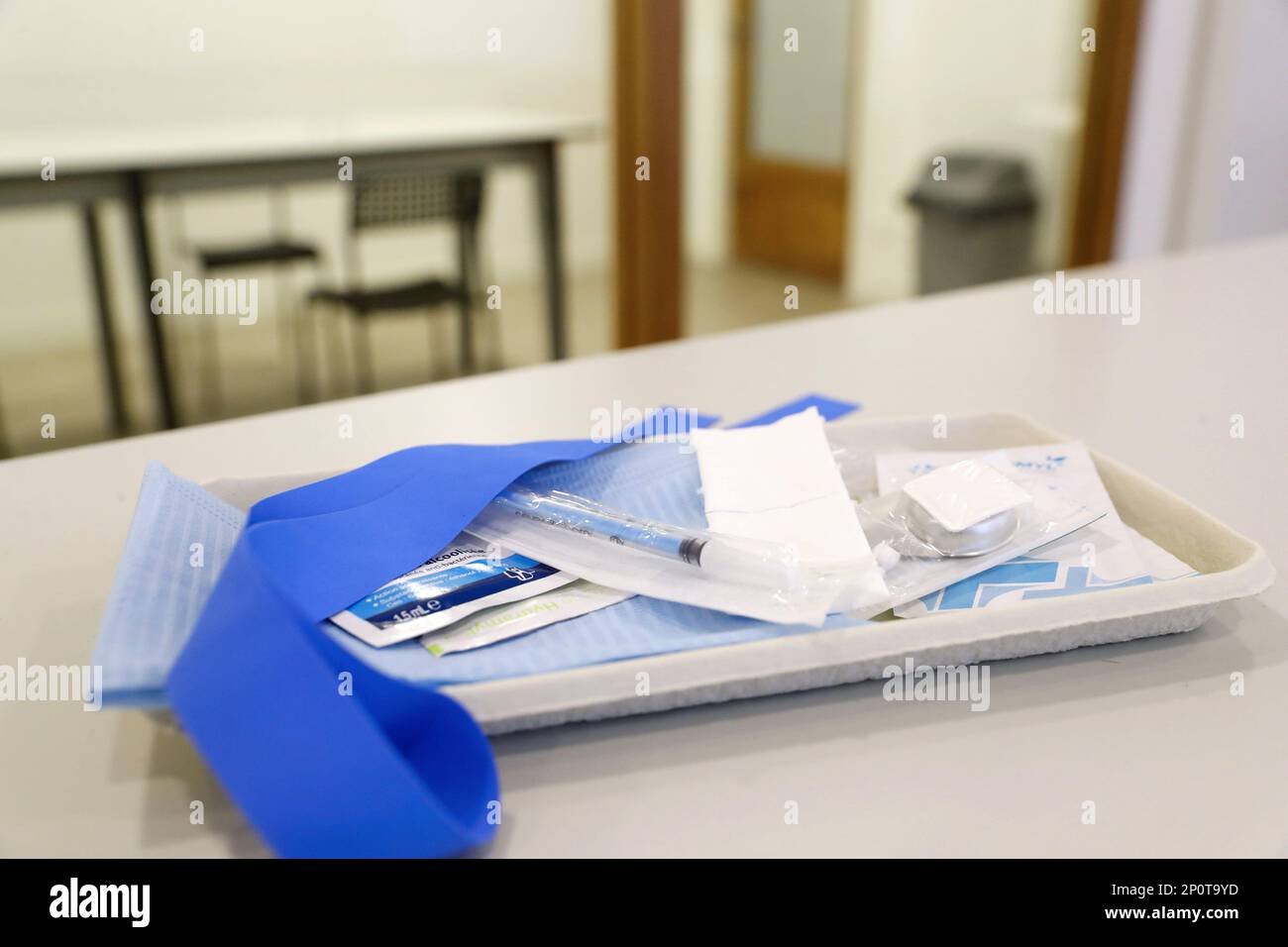 Injection materials is pictured in first safe- injection room for drug ...