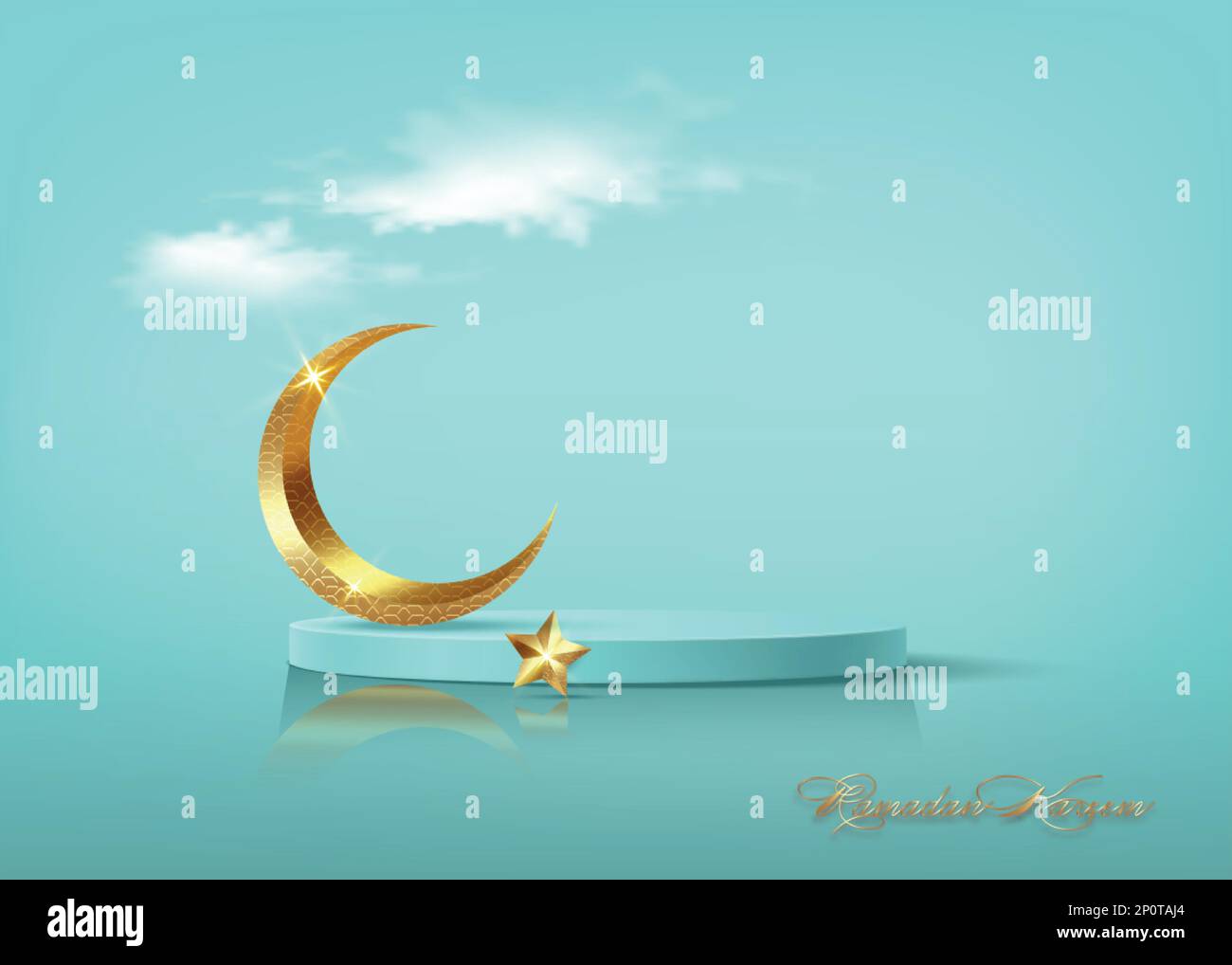 Ramadan Kareem 3D vector of classic teal Muslim Islamic festival theme ...