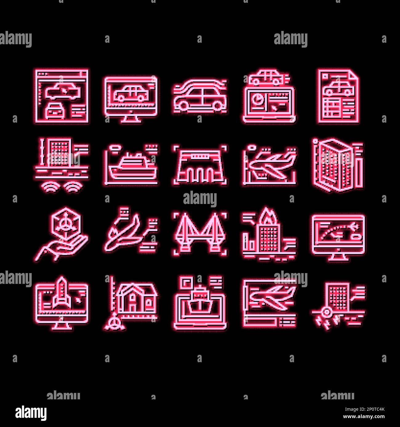Modeling Engineering neon glow icon illustration Stock Vector Image ...
