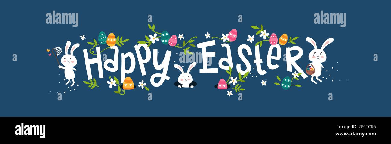 Lovely hand drawn easter designs with text "Happy Easter" cute hand ...