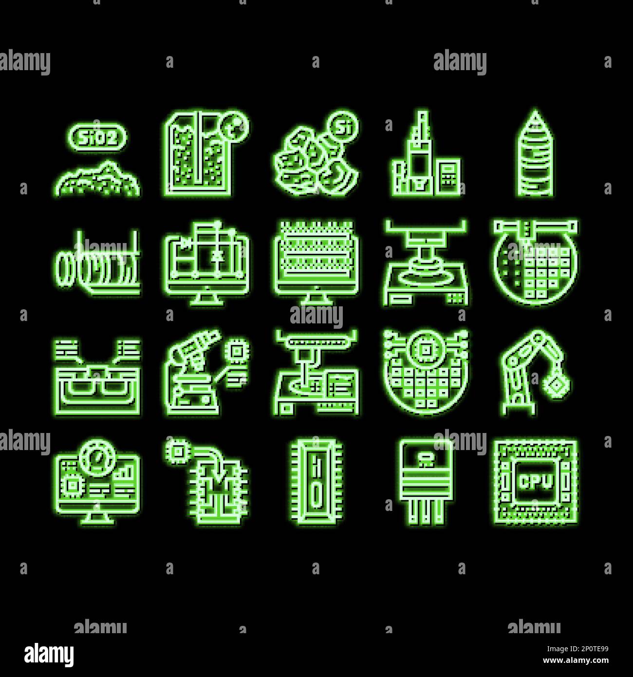 Semiconductor Manufacturing Plant neon glow icon illustration Stock ...