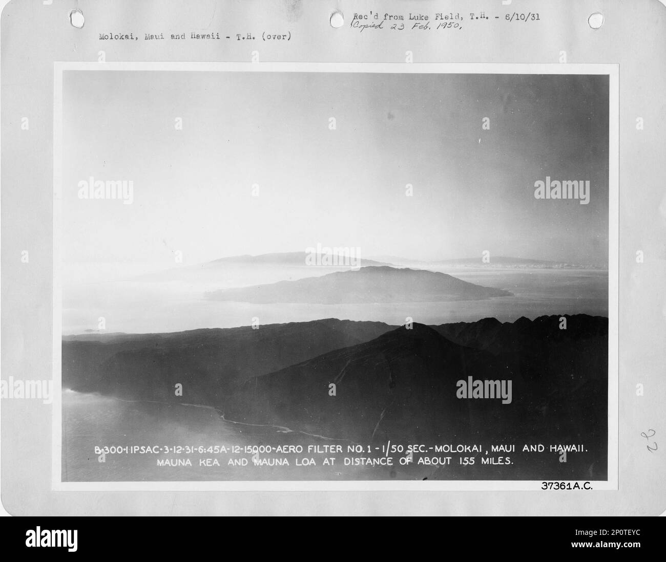 Aerial of the island of molokai Black and White Stock Photos & Images ...