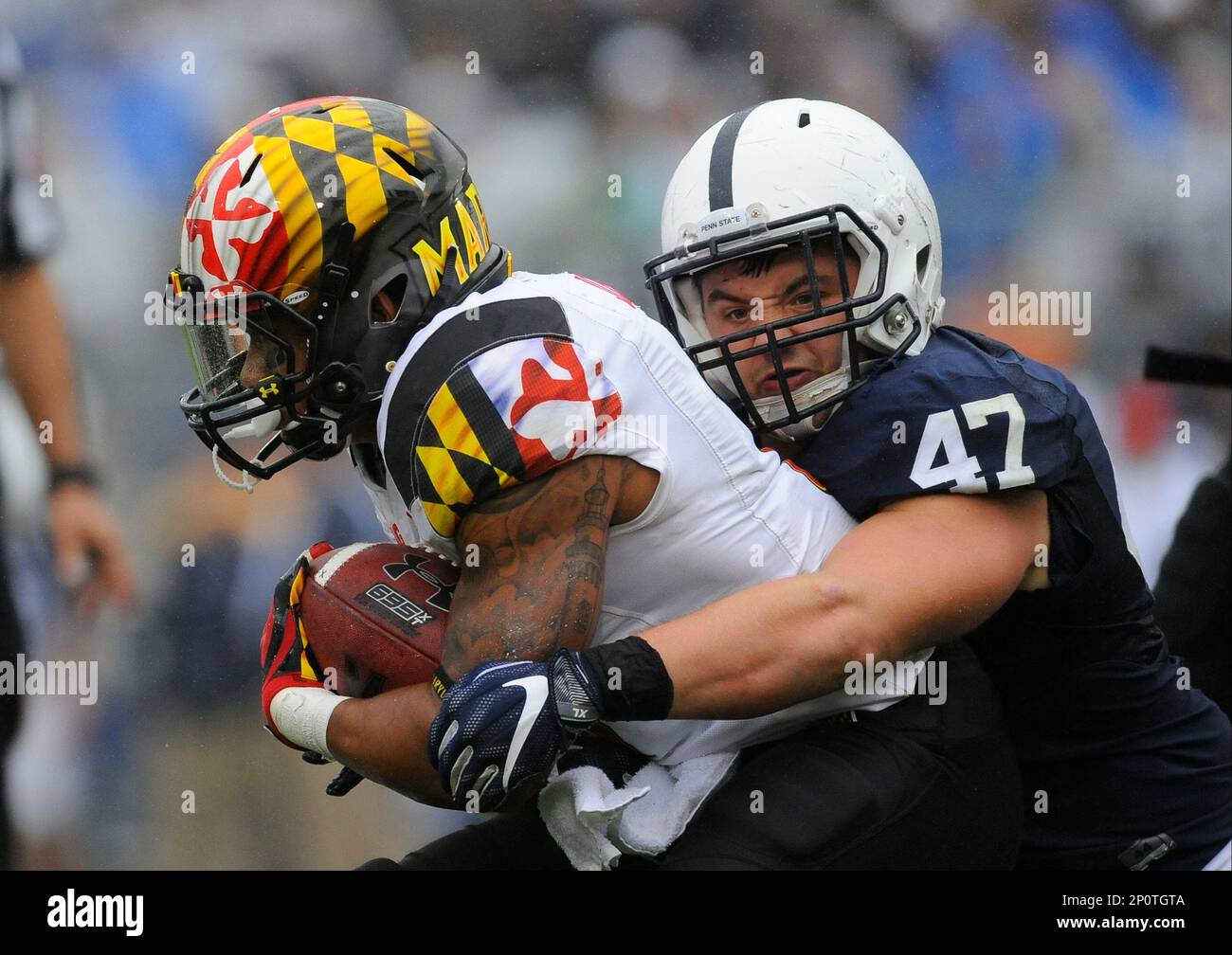 08 October 2016: Penn State LB Brandon Smith (47) hits tackles Maryland ...
