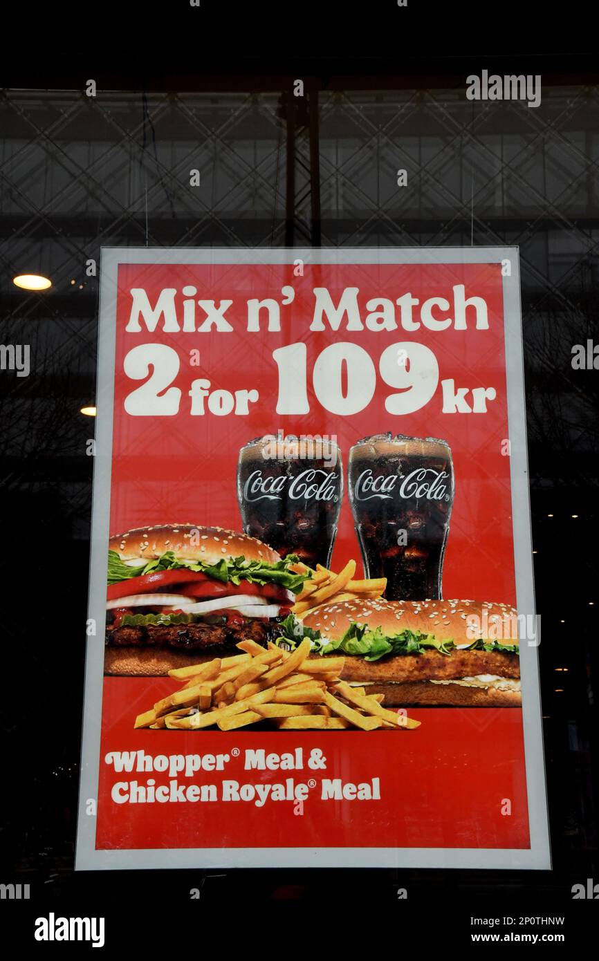 Copenhagen/Denmark/03 March 2023/ Burger king fast food chain ...