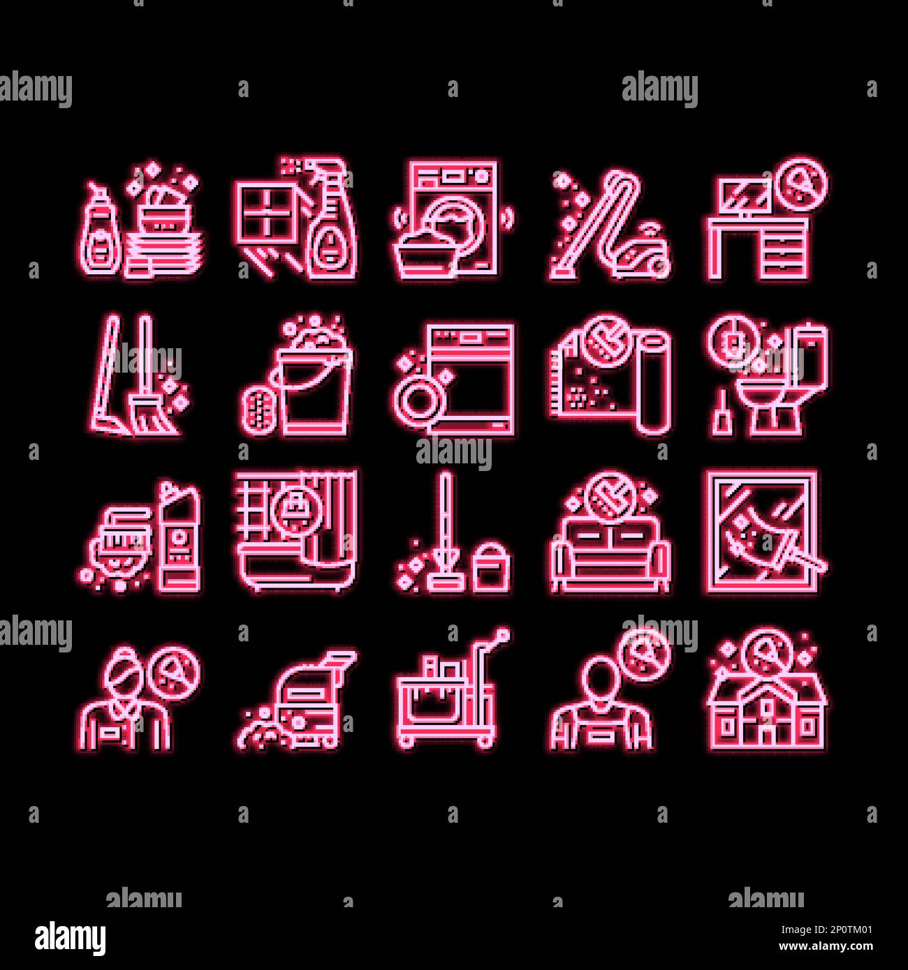 Housekeeping Cleaning neon glow icon illustration Stock Vector Image ...