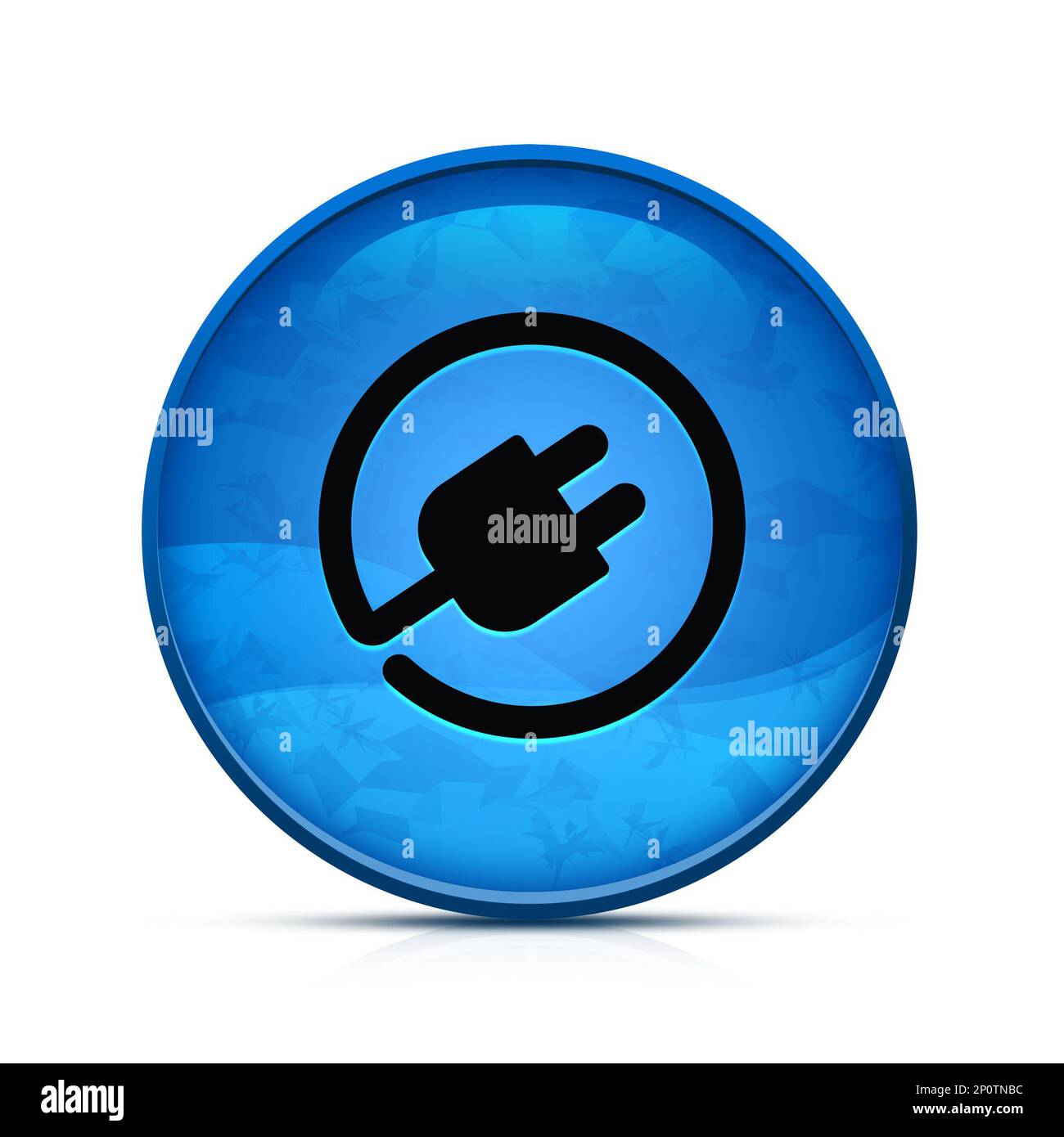 Electric plug icon on classy splash blue round button Stock Photo - Alamy