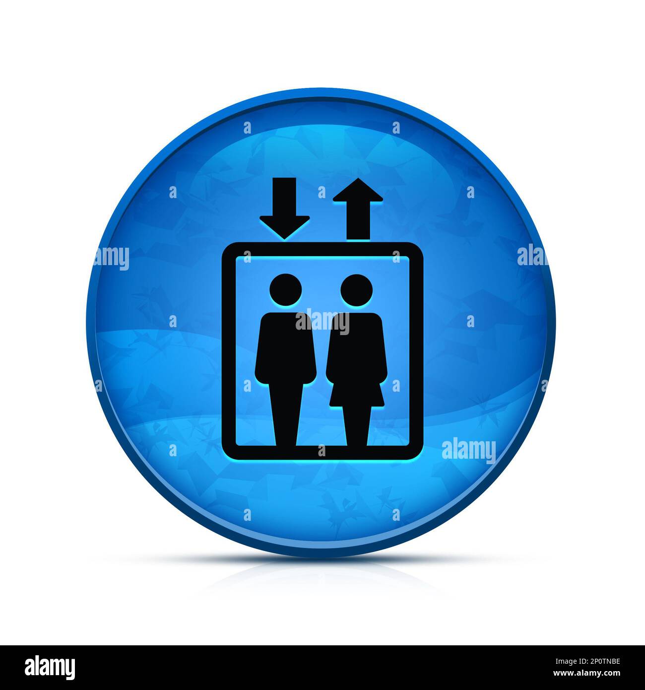 Lift sign icon on classy splash blue round button Stock Photo - Alamy