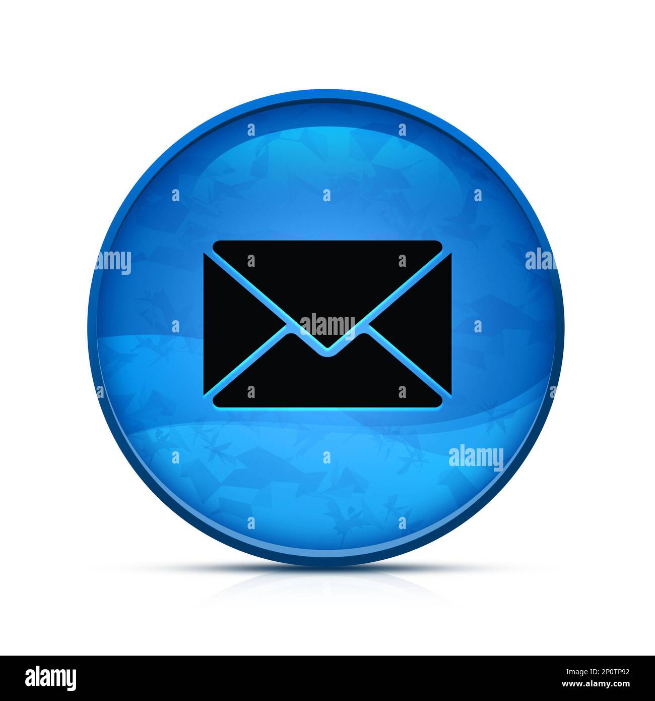 Inbox icon on classy splash blue round button Stock Photo - Alamy
