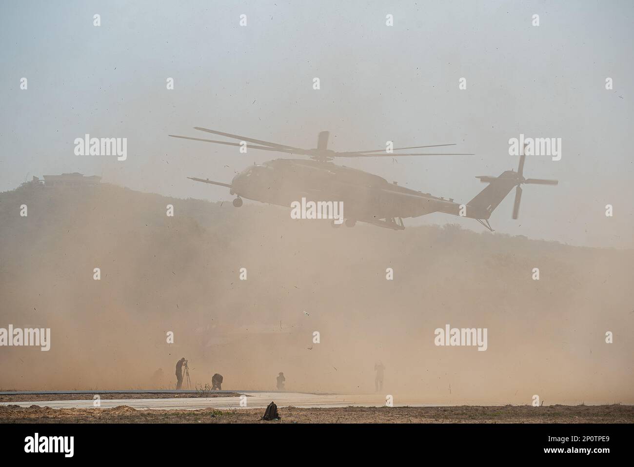 U.S. Marine Helicopter provides support during an amphibious assault ...