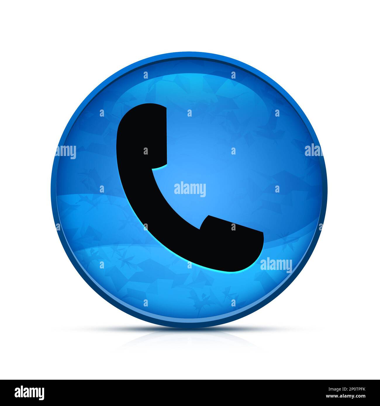 Phone icon on classy splash blue round button Stock Photo - Alamy