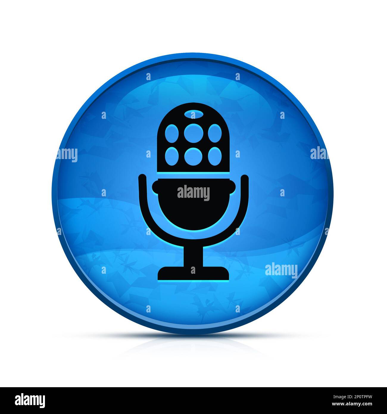 Microphone icon on classy splash blue round button Stock Photo - Alamy