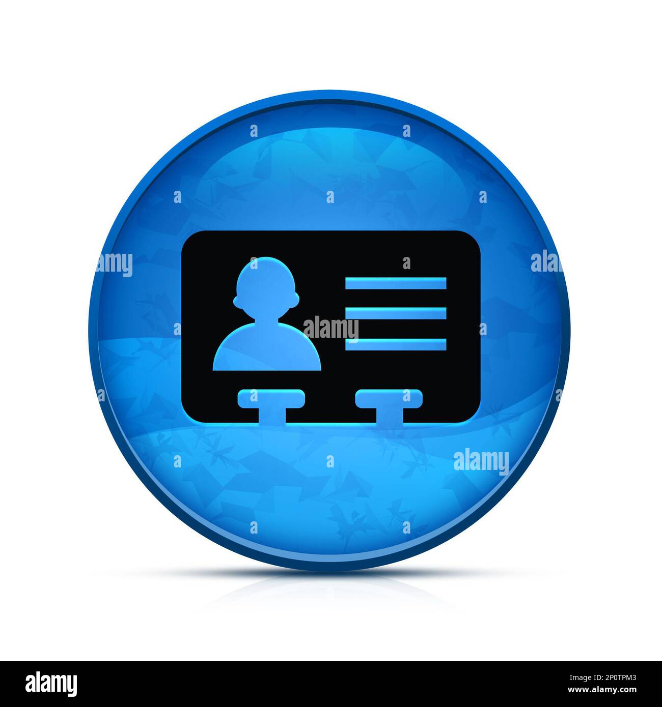 Id card icon on classy splash blue round button Stock Photo - Alamy