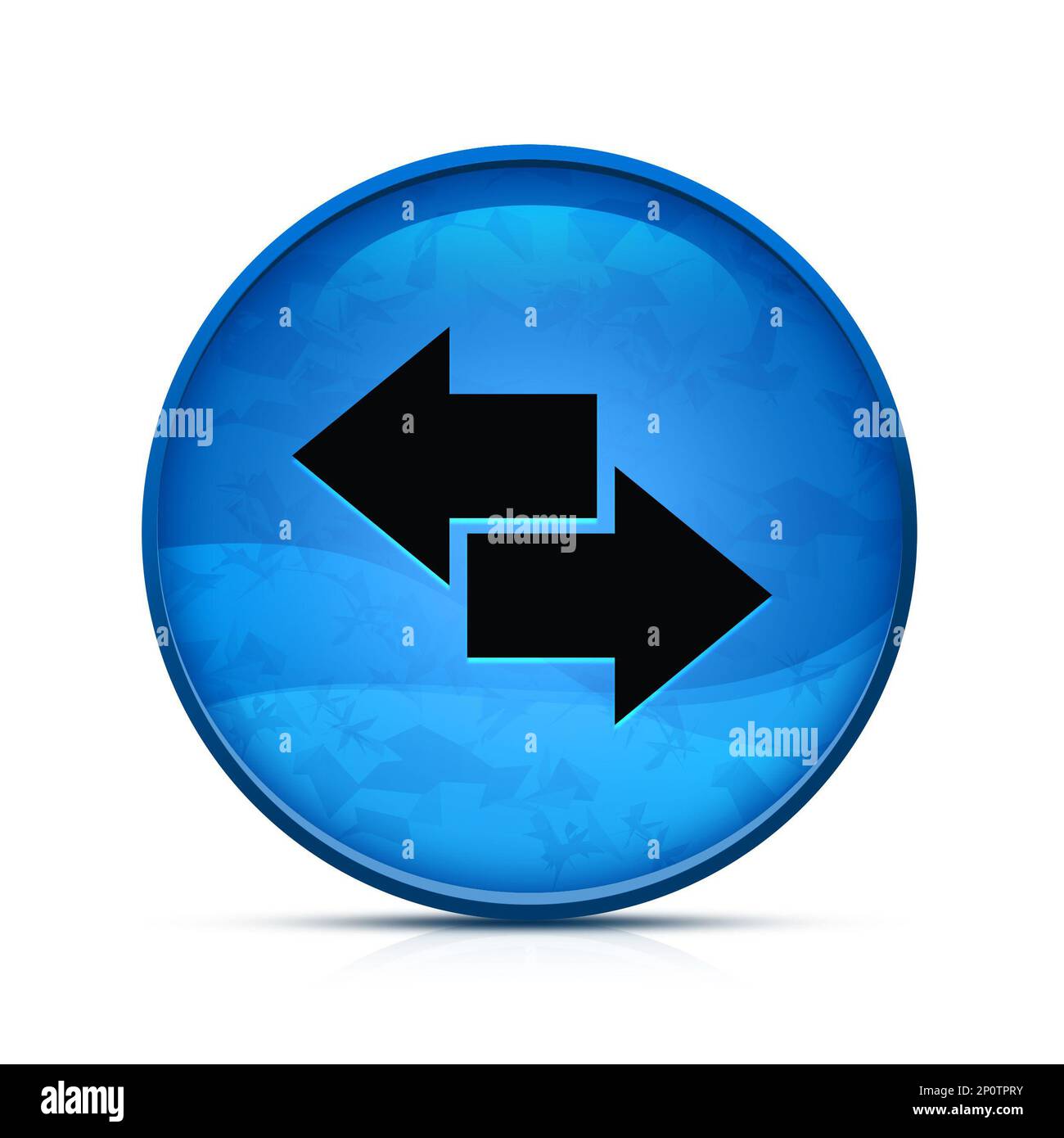 Transfer icon on classy splash blue round button Stock Photo - Alamy