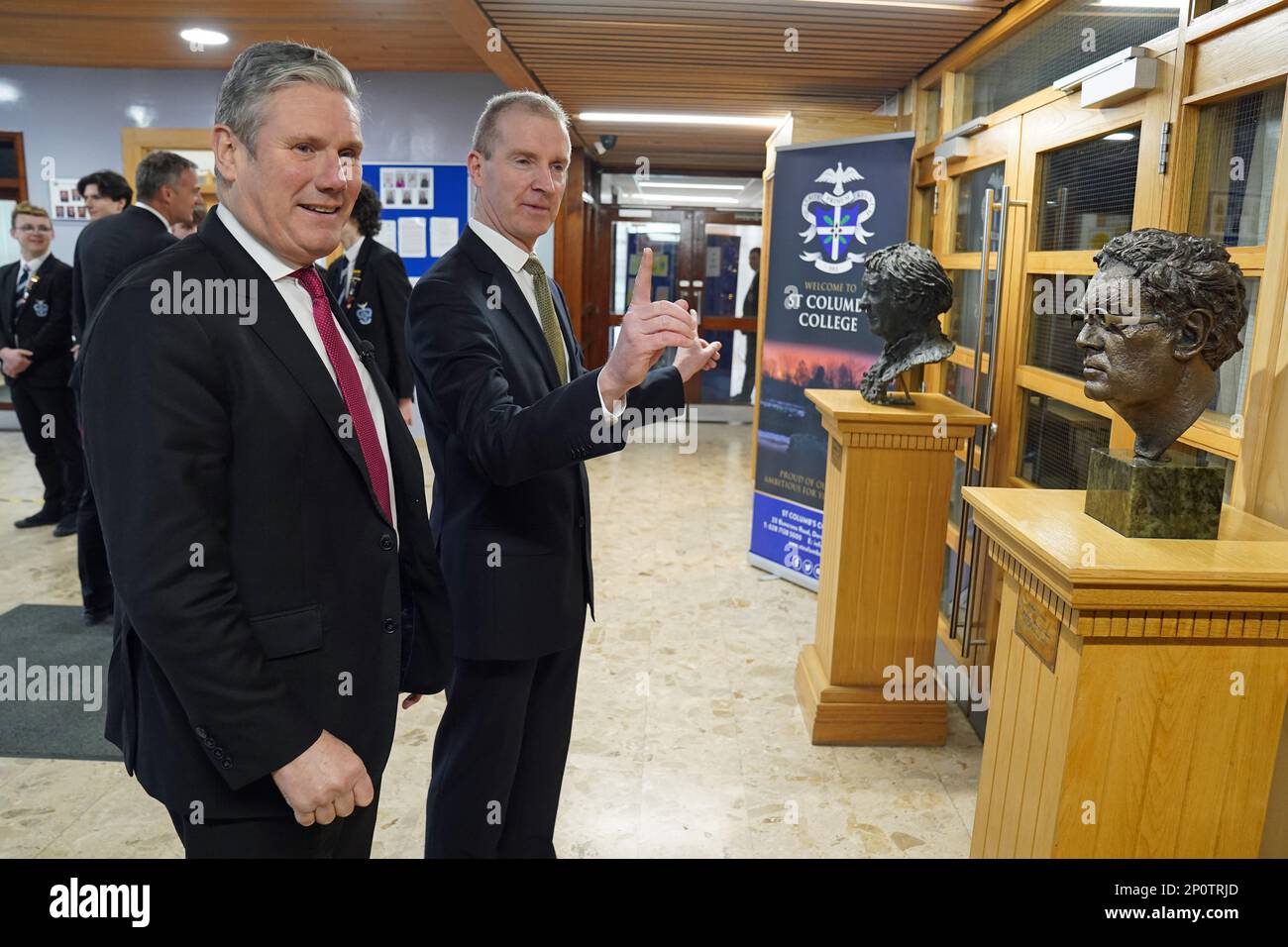 Labour leader Sir Keir Starmer looks at a bust of John Hume with ...
