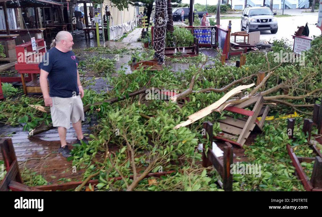 Ryan Stasa surverys the damage at Archie's Seabreeze in Fort Pierce ...