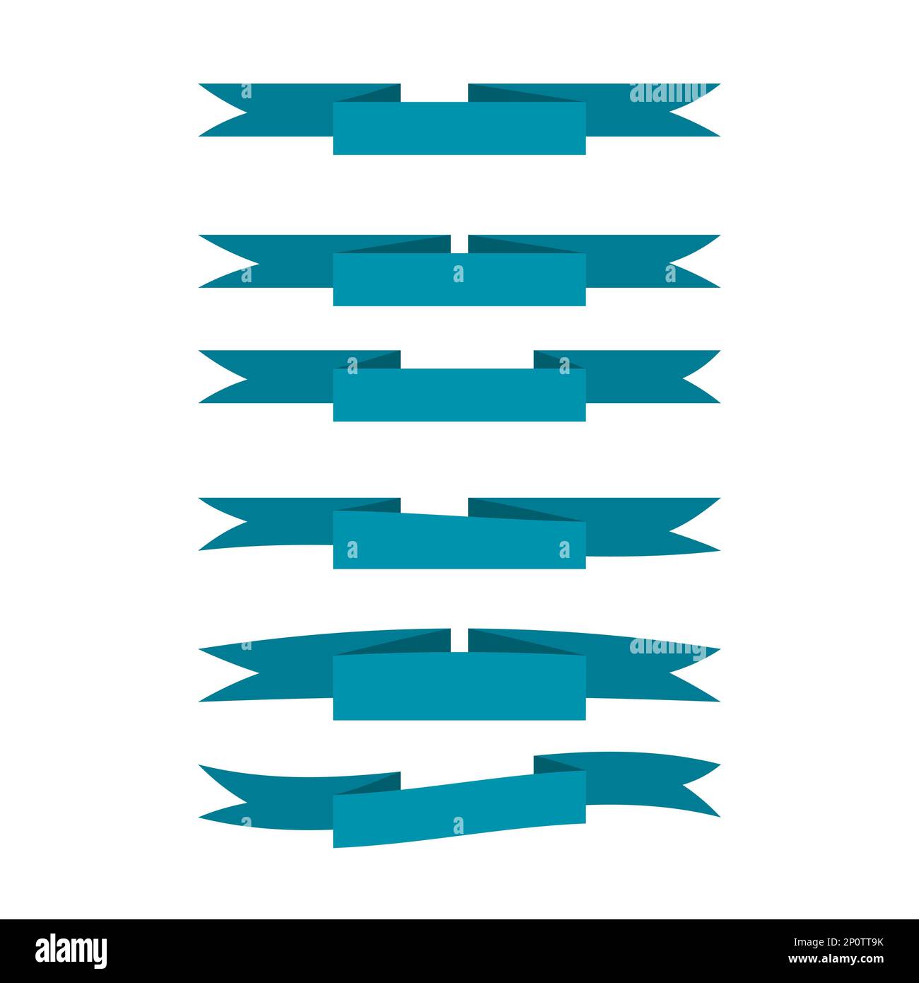 Set of blue flat ribbons isolated on white background. Ribbon banner ...