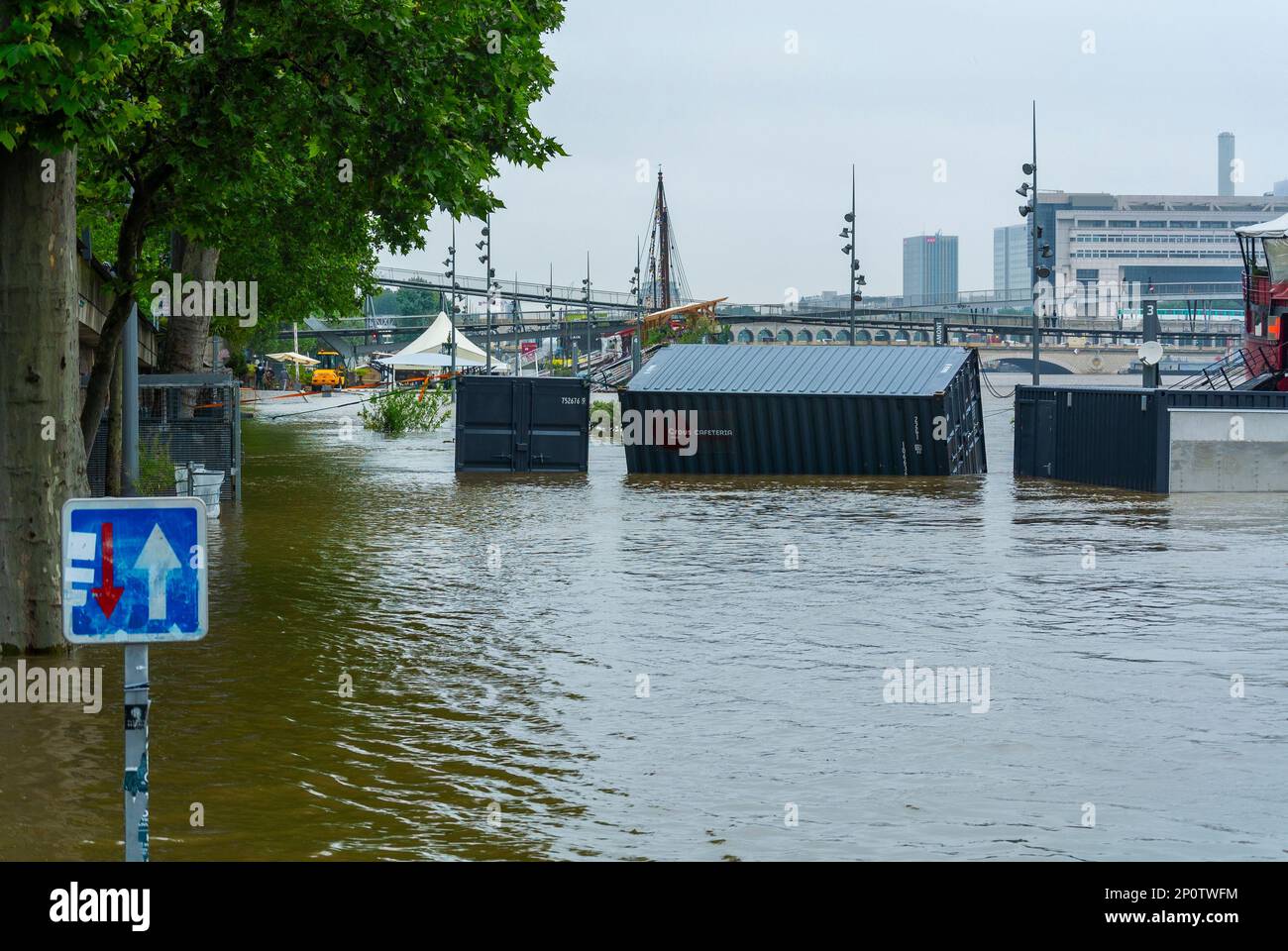 Paris, France, Flooding of Seine River, WInter, Stranded Restaurant ...