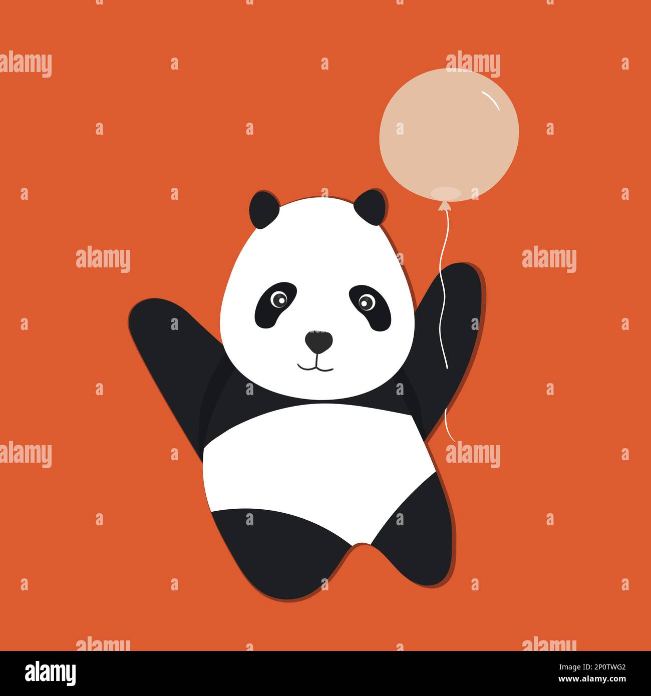 Cute panda baby isolated on color background. Funny asian animals. Card ...