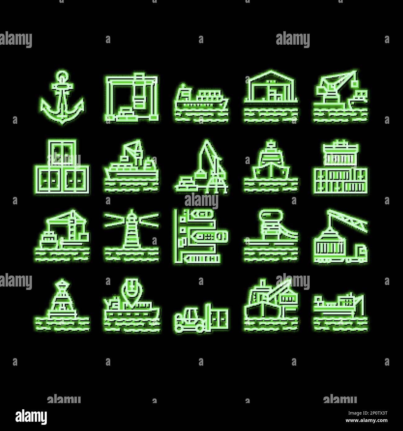 Container Port Tool neon glow icon illustration Stock Vector Image ...