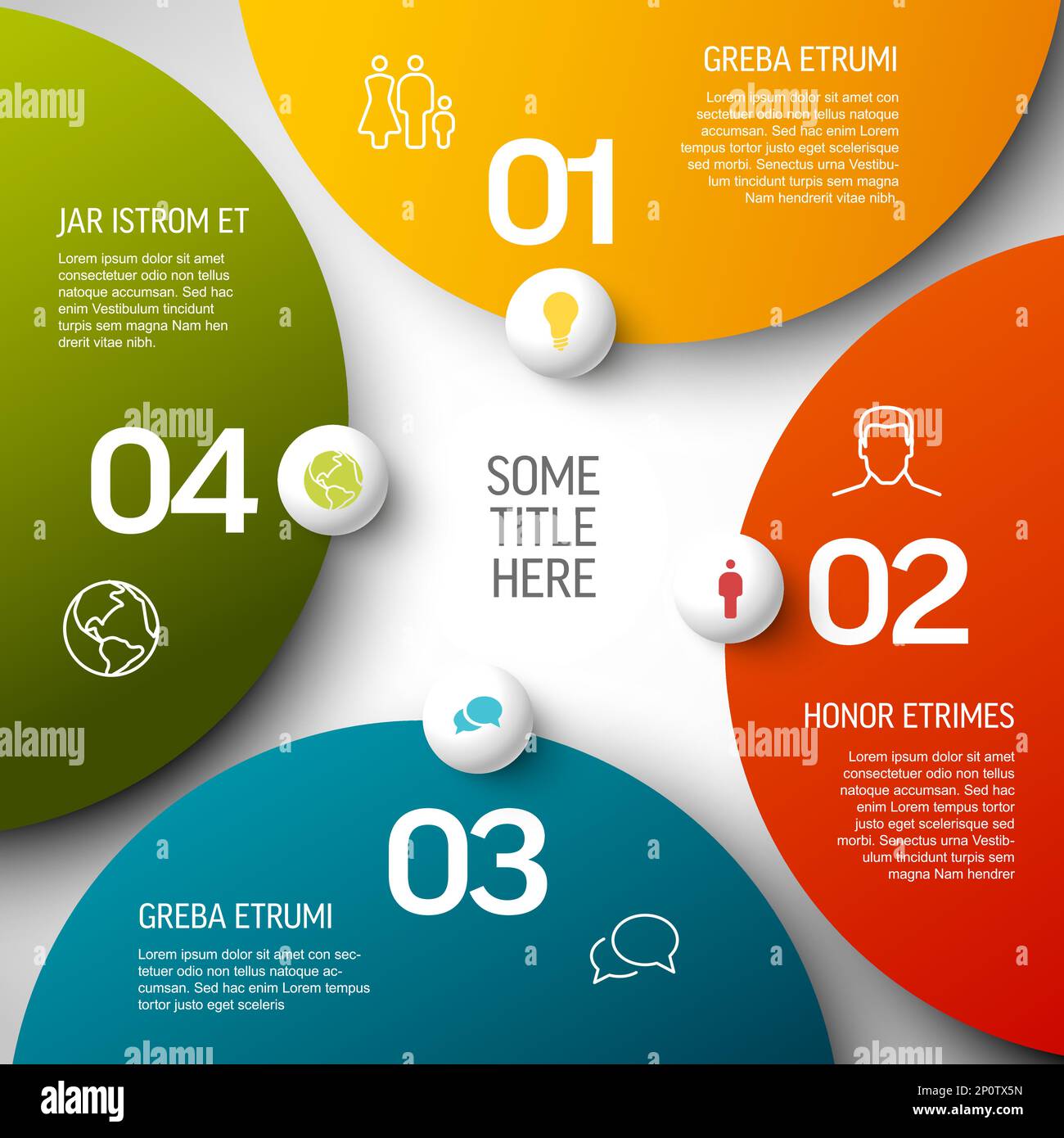 Abstract schema template with four color sections or progress template ...