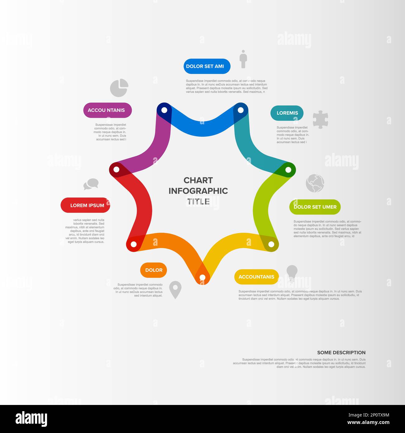 Vector multipurpose Infographic template made from seven curves, icons ...