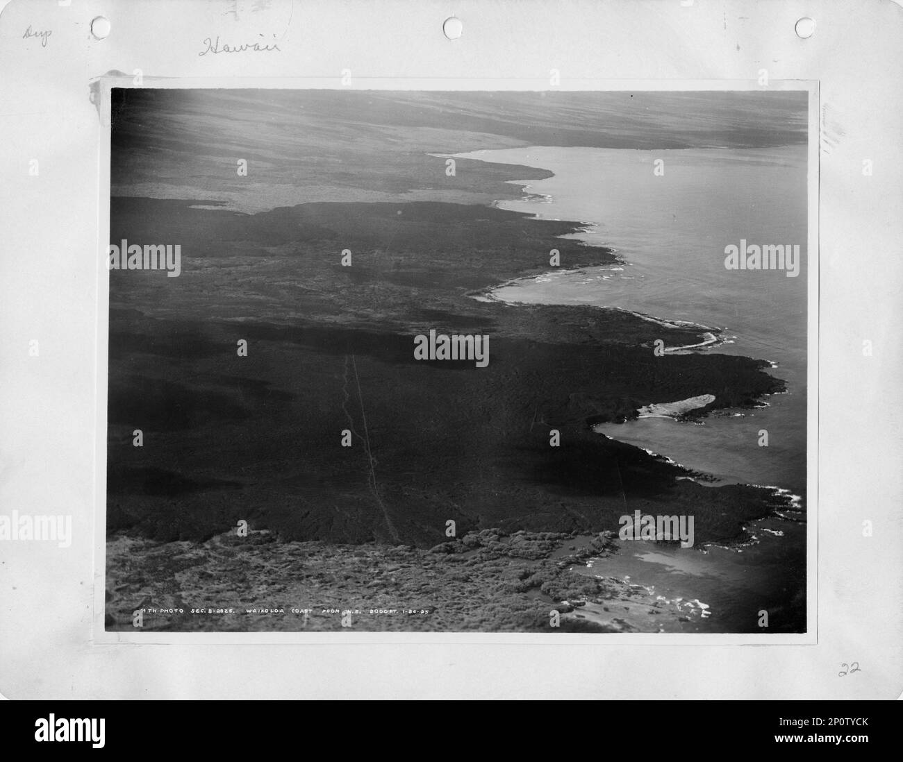 Hawaii - Rainbow Falls through Waimanu Bay, Aerial Photograph Stock ...