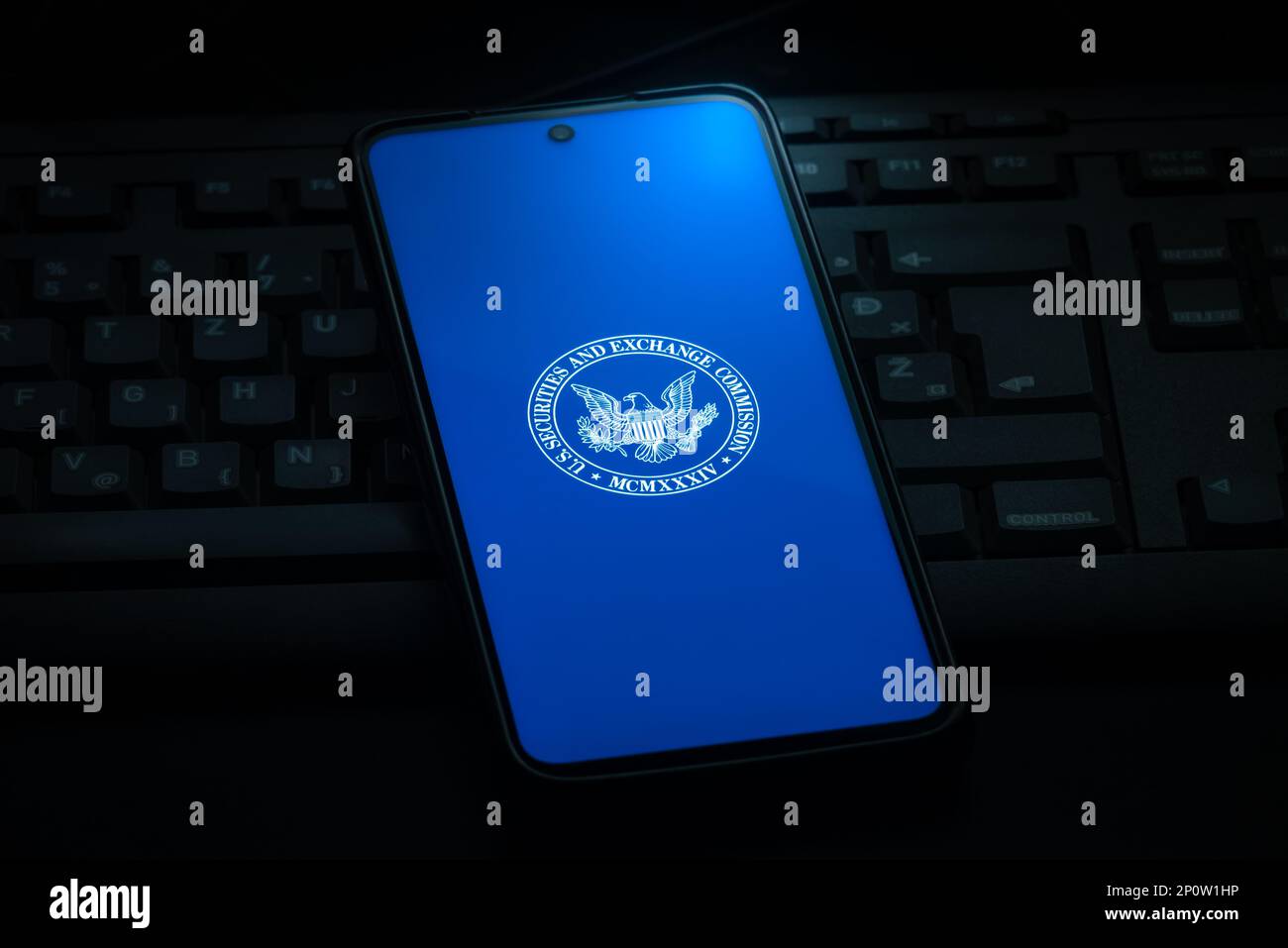 Ljubljana, Slovenia - 21 January 2023: SEC logo on smartphone screen ...