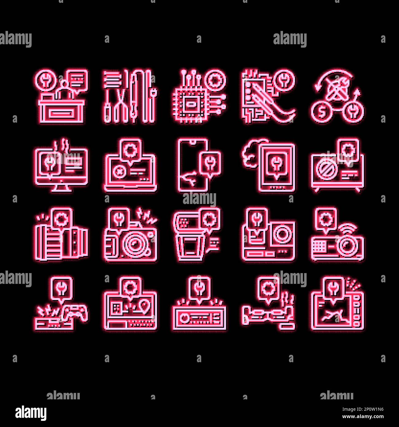 Electronic Repair neon glow icon illustration Stock Vector Image & Art ...