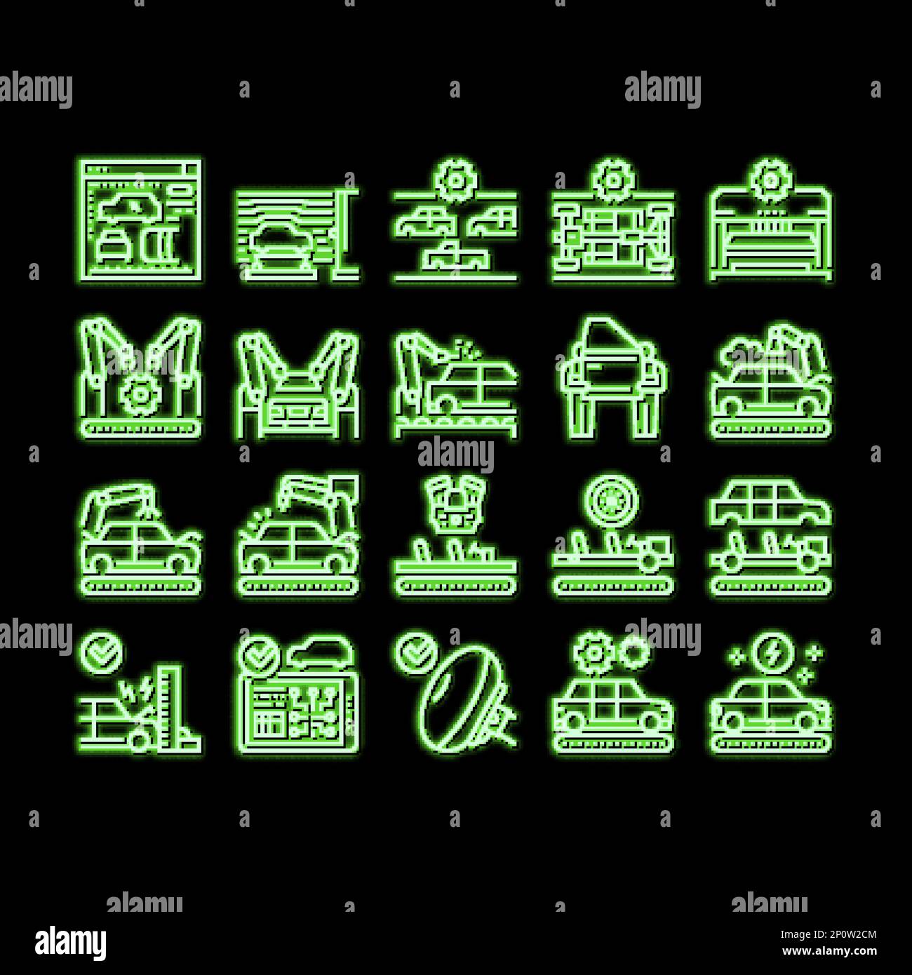 Car Factory Production neon glow icon illustration Stock Vector Image ...