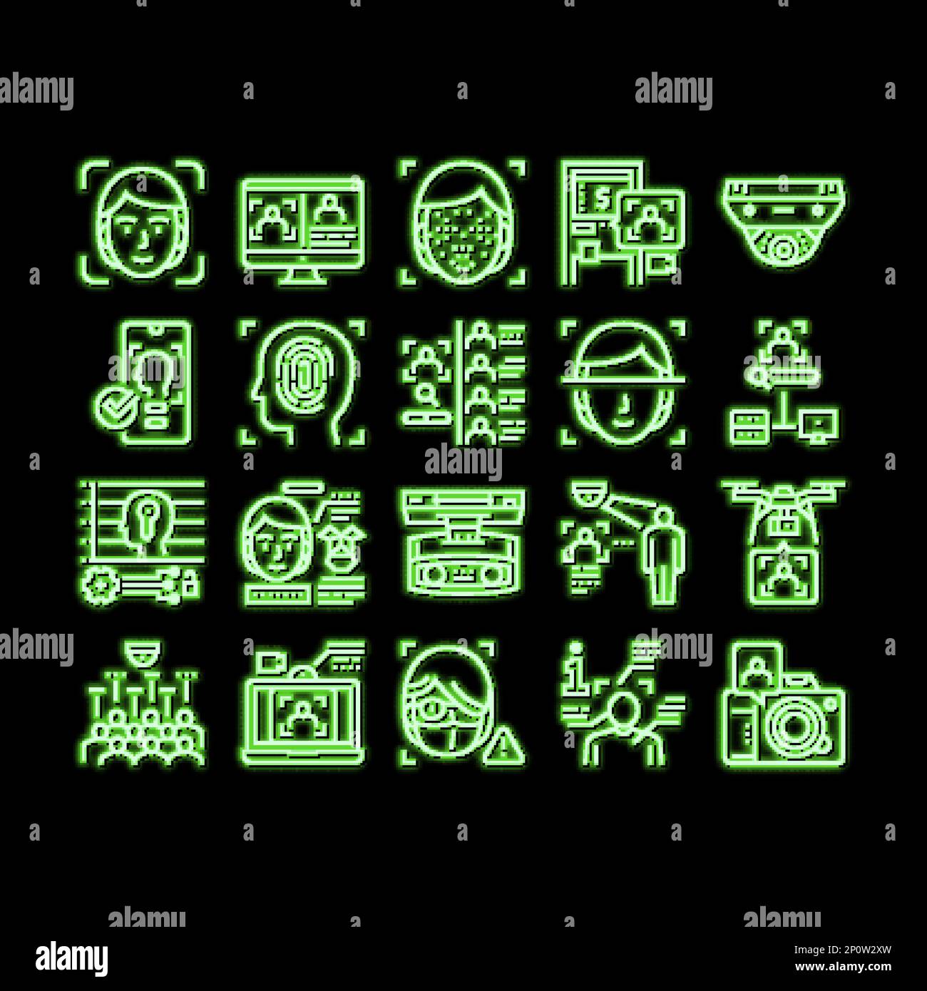 Face Id Technology neon glow icon illustration Stock Vector Image & Art - Alamy