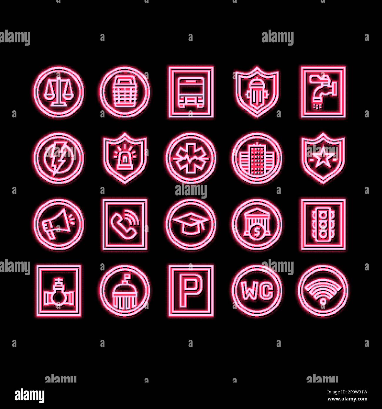 Public Service Signs neon glow icon illustration Stock Vector Image ...