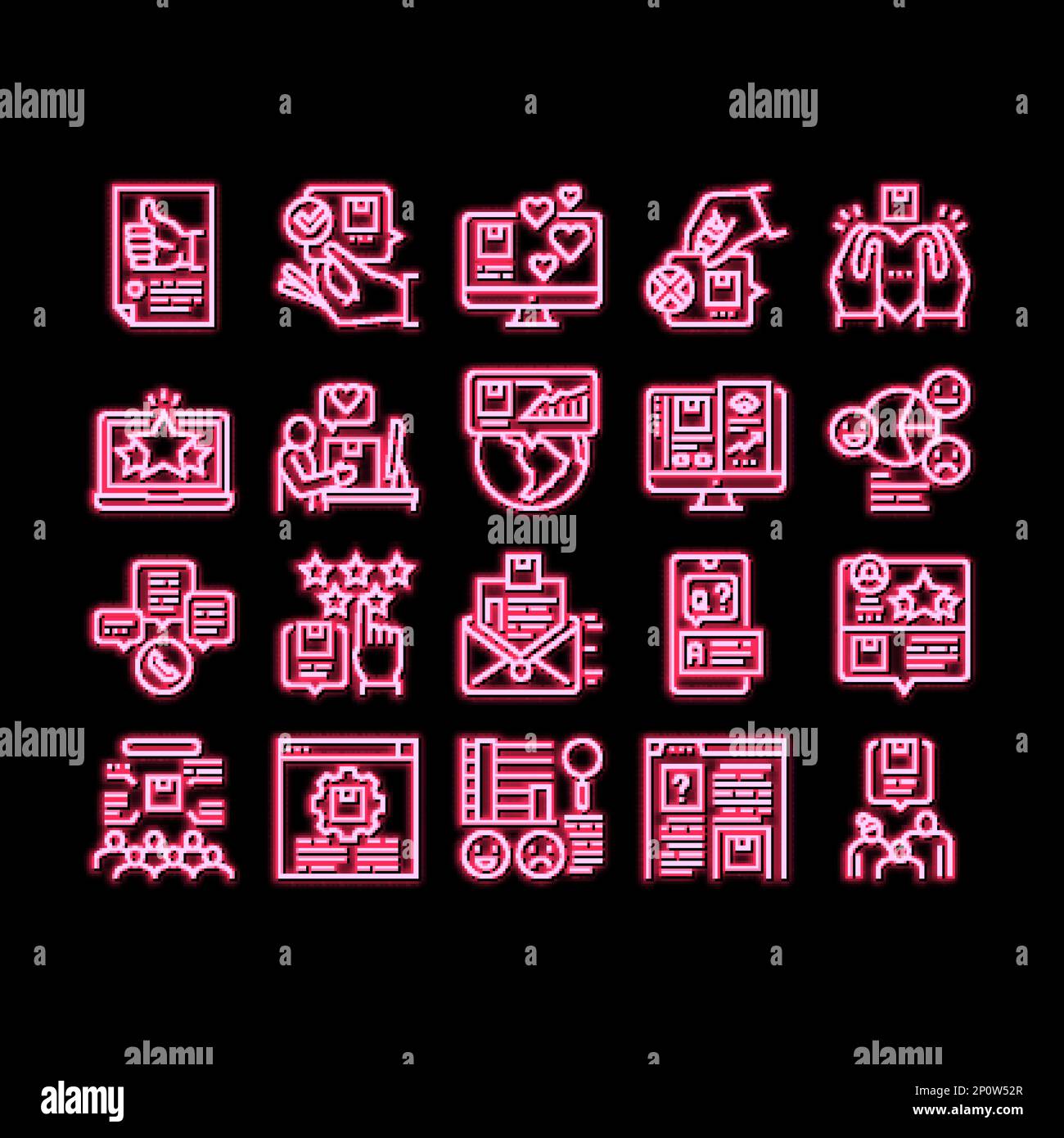 Reviews Of Customer neon glow icon illustration Stock Vector Image ...