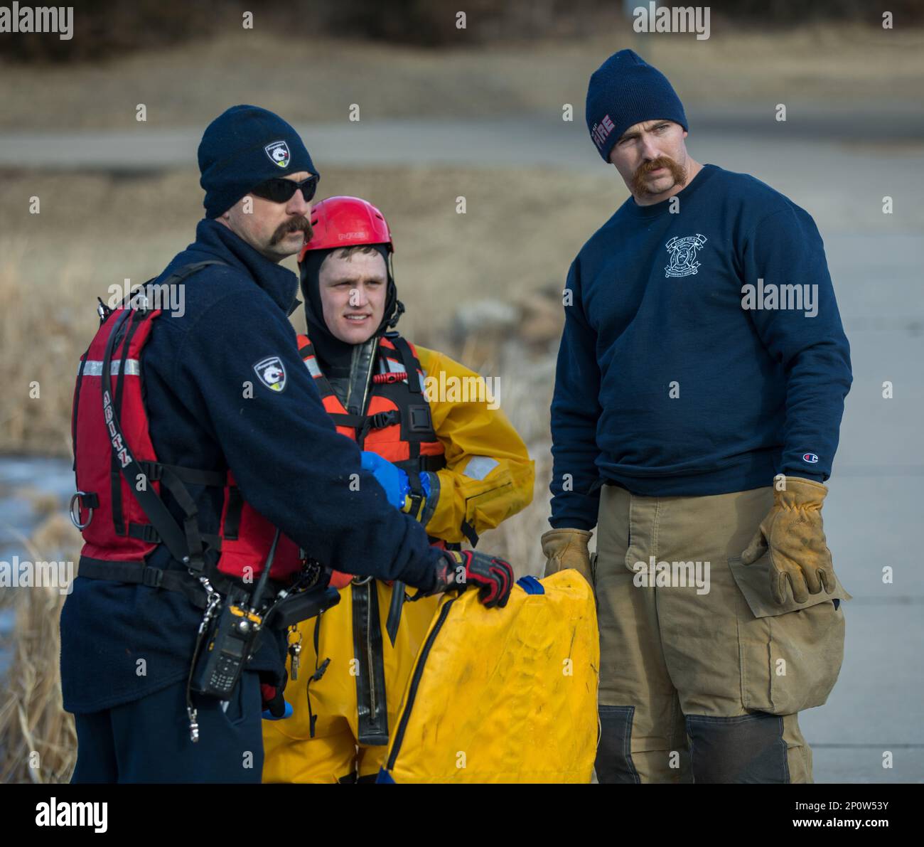 Fort Riley Fire Department and Emergency Services firefighters watch ...