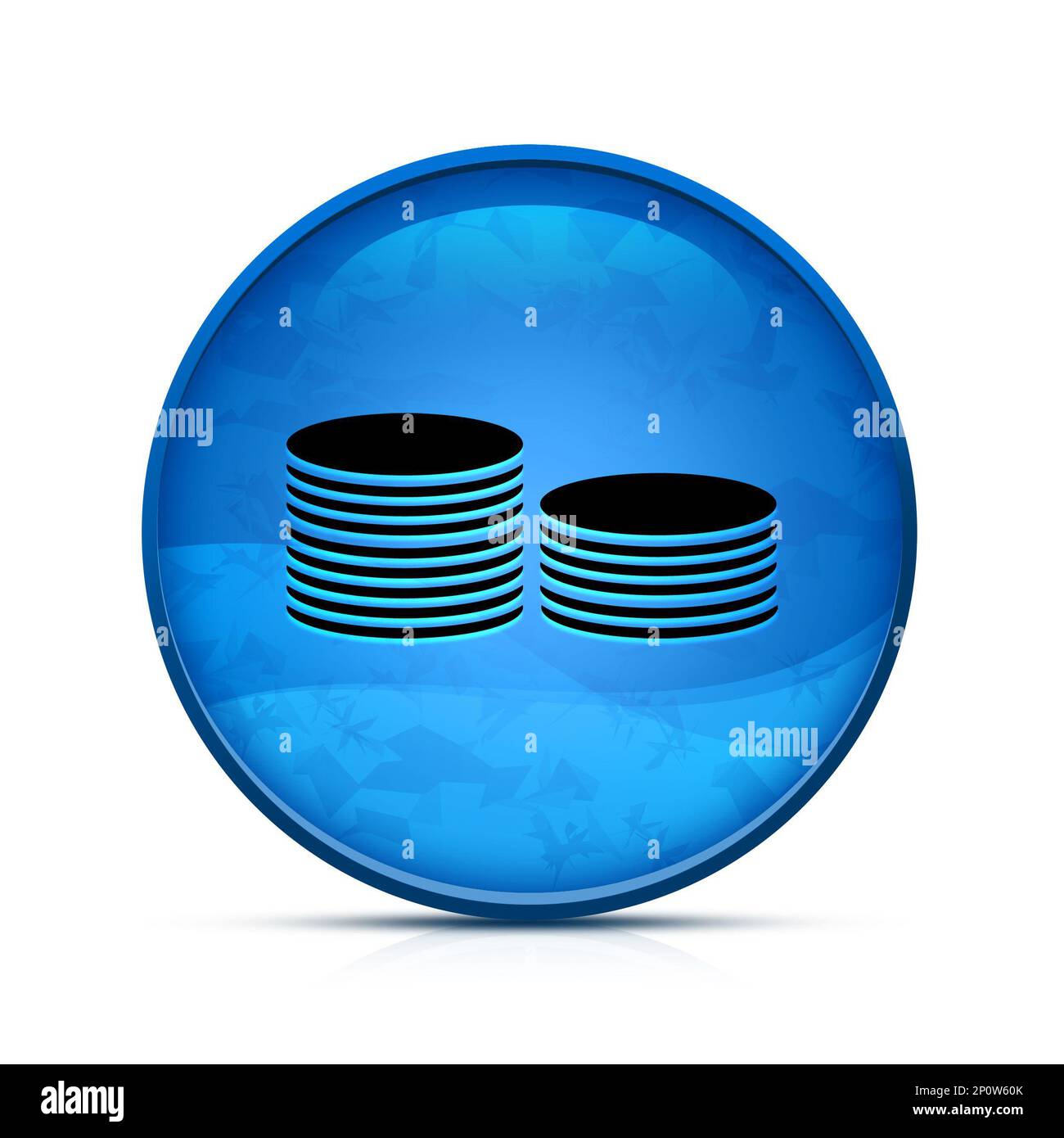 Coin Money icon on classy splash blue round button Stock Photo - Alamy