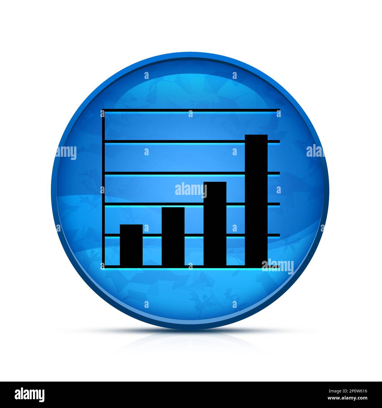Analysis icon on classy splash blue round button Stock Photo - Alamy