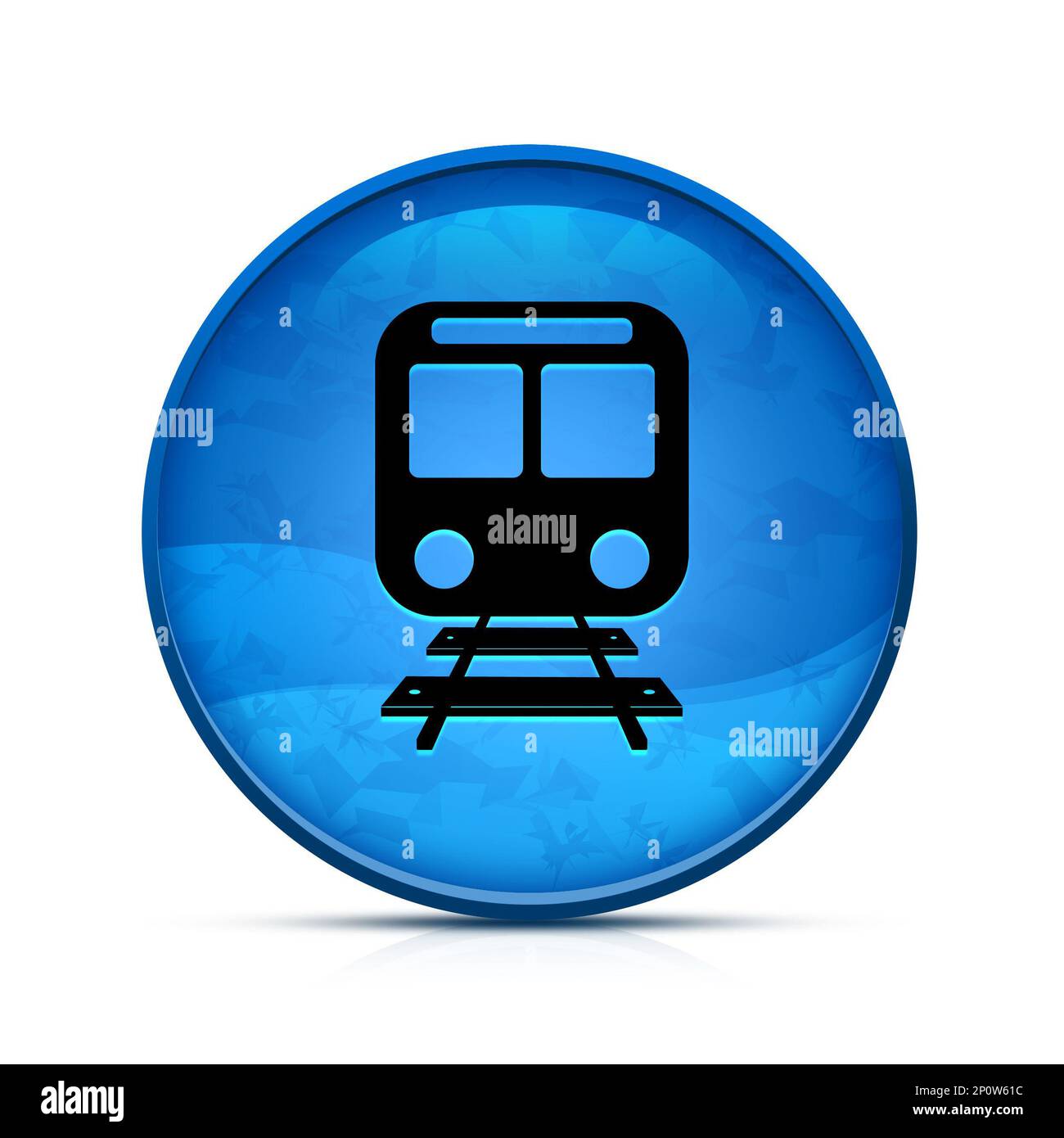 Train icon on classy splash blue round button Stock Photo - Alamy